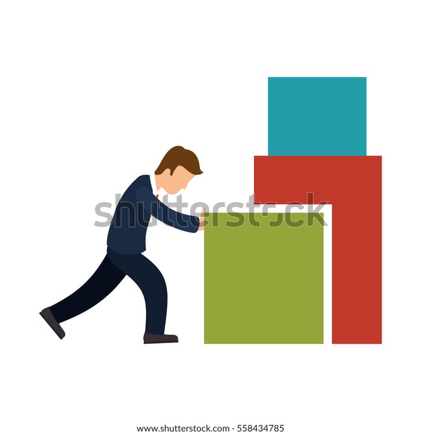 Business Person Pushing Block Stock Vector (Royalty Free) 558434785