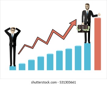 Business Persons On Graph Representing Success Stock Vector (Royalty ...