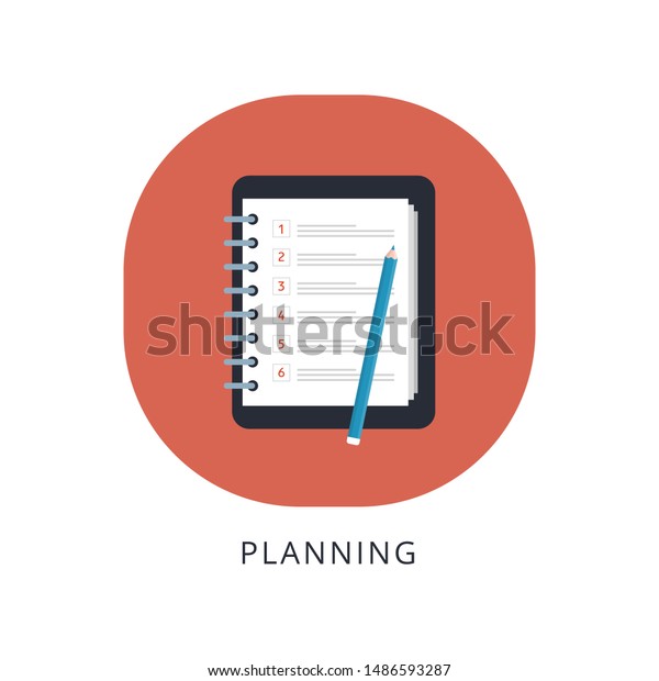 Business Planning Flat Icon White Background Stock Vector (Royalty Free ...