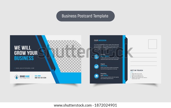 Business Postcard Blue Colour Template Design Stock Vector (Royalty ...