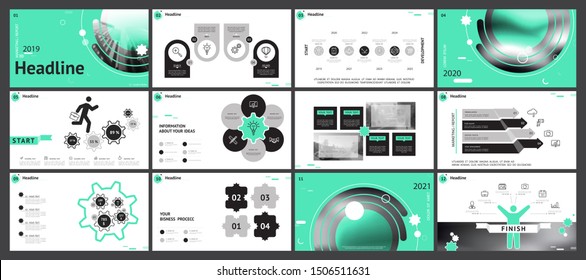 Business Presentation Template Turquoise Black Infographic Stock Vector ...