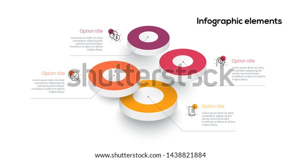 Business process chart infographics with 4 step circles. Circular ...