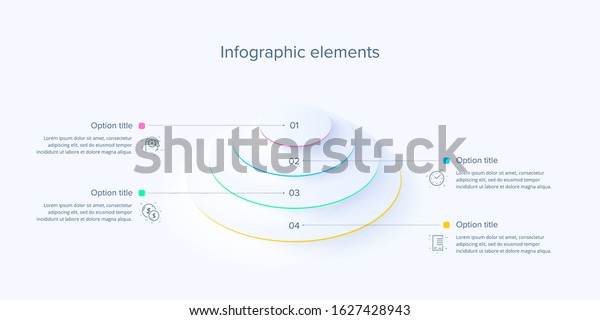 Business process chart infographics with 4 steps in neumorphism design ...