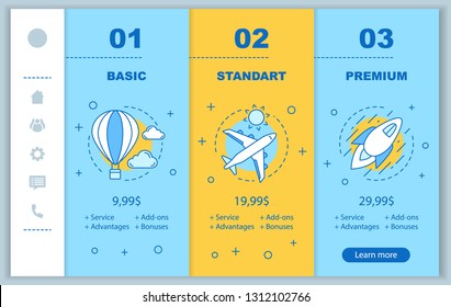Business Programs Tariff Plans Onboarding Mobile Stock Vector (Royalty ...