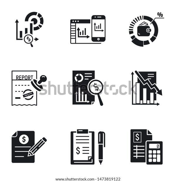 Business Report Icon Set Simple Set Stock Vector (Royalty Free ...