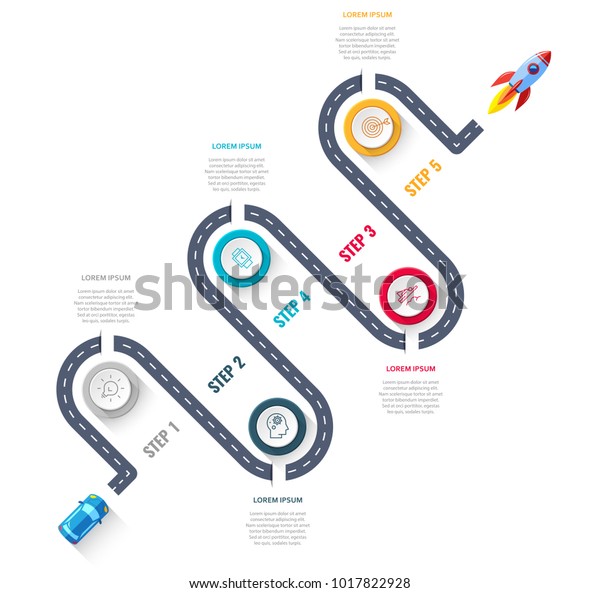 Business Road Map Timeline Infographic Designed Stock Vector (Royalty ...
