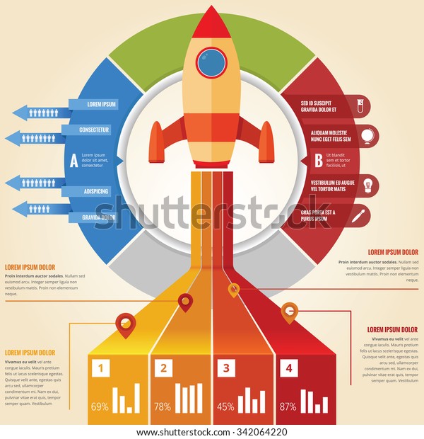 Business Rocket Infographic Pie Chart Graphic Stock Vector (Royalty ...