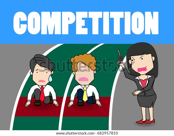 Business Running Competition Funny Flat Vector Stock Vector (Royalty ...