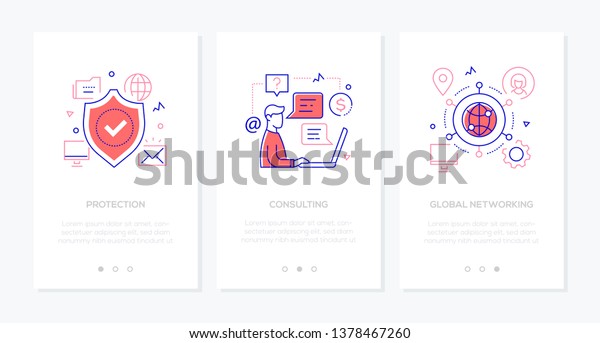 Business Security Set Line Design Style Stock Vector (Royalty Free ...