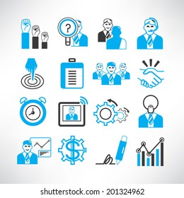 Business Solution Business Management Icons Blue Stock Vector (Royalty ...