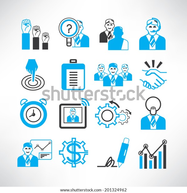 Business Solution Business Management Icons Blue Stock Vector (Royalty ...