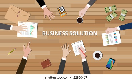 Business Solution People Hand Working On Stock Vector (Royalty Free ...
