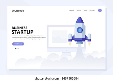 Launch New Business Project Web Banner Stock Vector (Royalty Free ...
