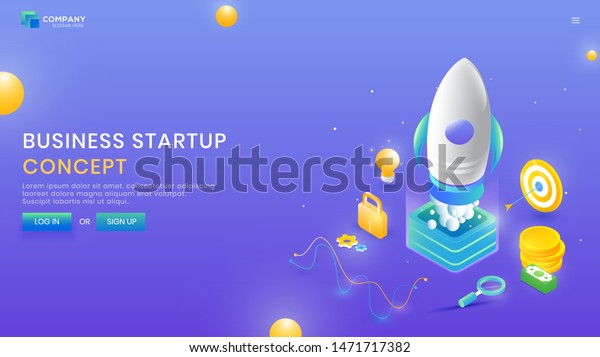 Business Start Website Template Design 3d Stock Vector (Royalty Free ...