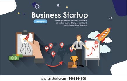 Business Startup Showing Vector Template Easy Stock Vector (Royalty ...