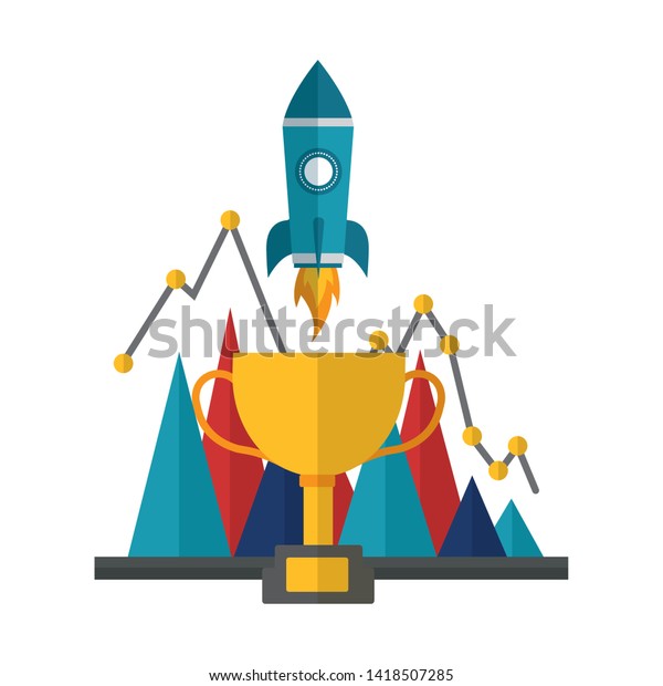 Business Startup Trophy Diagram Report Vector Stock Vector (Royalty ...