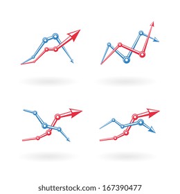 Business Statistics Rising Falling Crossing Graph Stock Vector (Royalty ...
