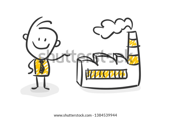 Business Stickman Factory Vector Stock Vector (Royalty Free) 1384539944