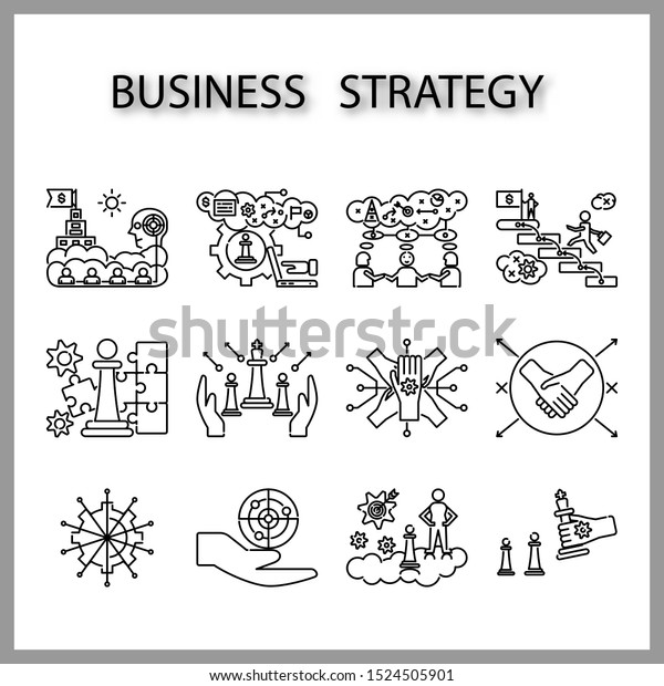 Business Strategy Icon Set Isolated On Stock Vector (Royalty Free ...