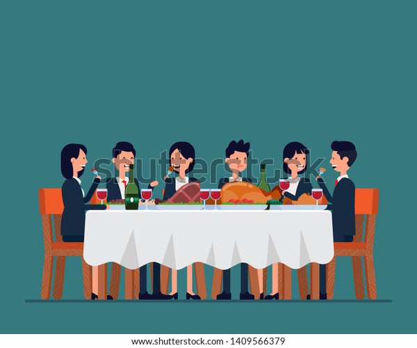 Business Team Dining Together Vector Illustration Stock Vector (Royalty ...