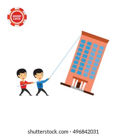 Business Team Pulling Company Icon Stock Vector (Royalty Free ...