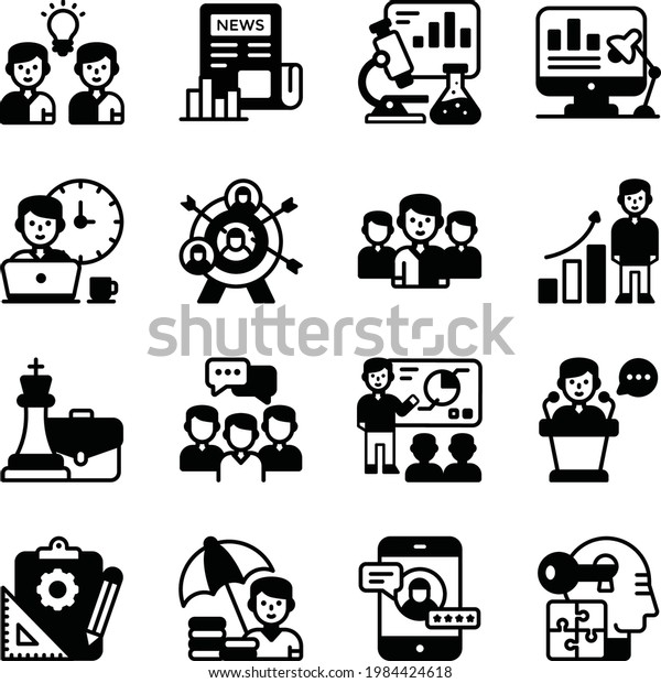 Business Team Work Glyph Icon Set Stock Vector (Royalty Free ...