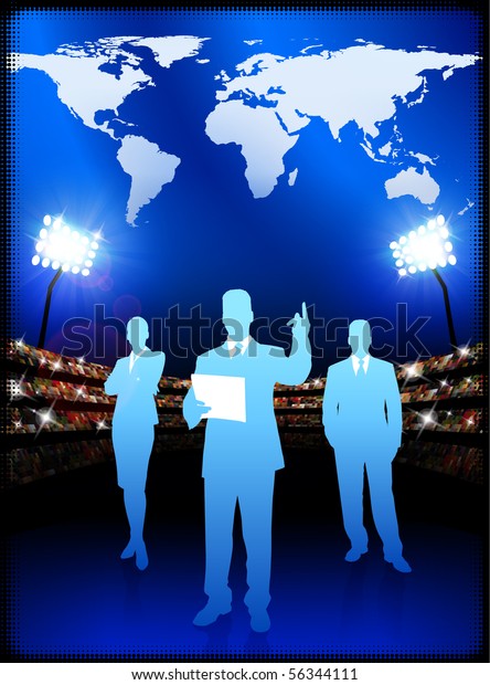 Business Team World Map On Stadium Stock Vector (Royalty Free) 56344111 ...