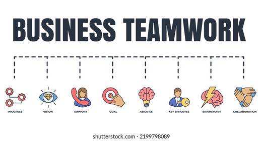 Business Teamwork Banner Web Icon Set Stock Vector (Royalty Free ...