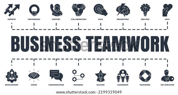 Business Teamwork Banner Web Icon Set Stock Vector (Royalty Free ...