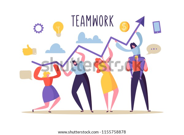 Business Teamwork Concept Flat People Characters Stock Vector (Royalty ...