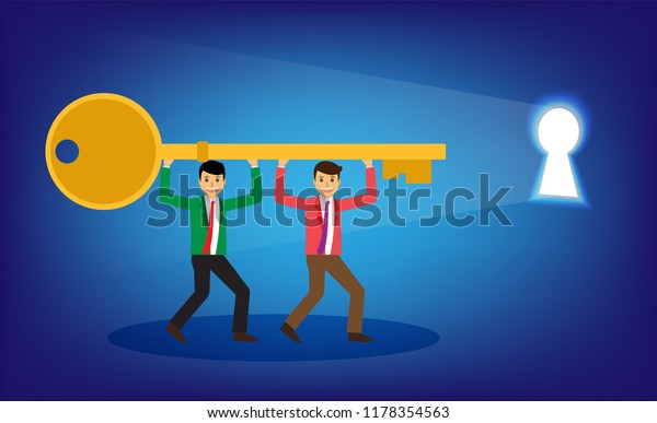 Business Teamwork Key Success Concept Businessmen Stock Vector (Royalty ...