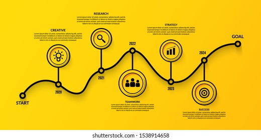 Business Timeline Infographic Multiple Steps Outline Stock Vector ...