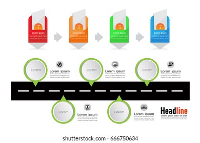 Business Timeline Organization Road Map Infographic Stock Vector ...