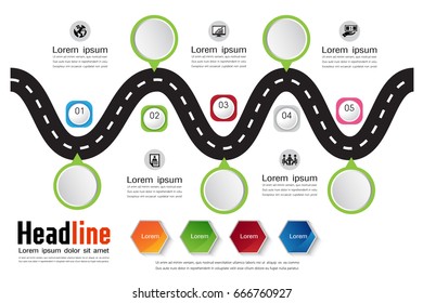 Business Timeline Organization Road Map Infographics Stock Vector ...