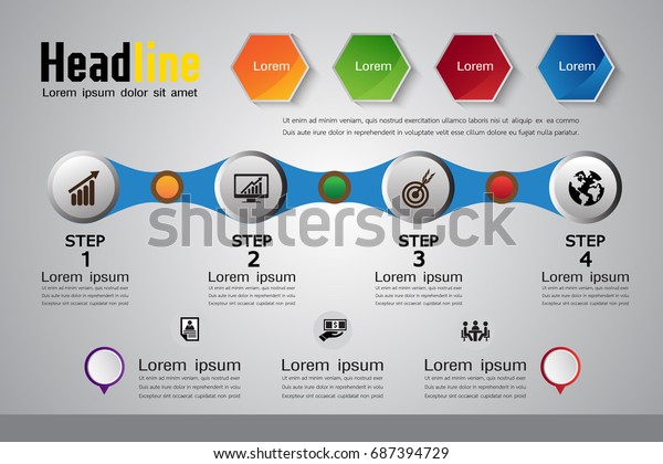 Business Timeline Organization Road Map Infographic Stock Vector ...