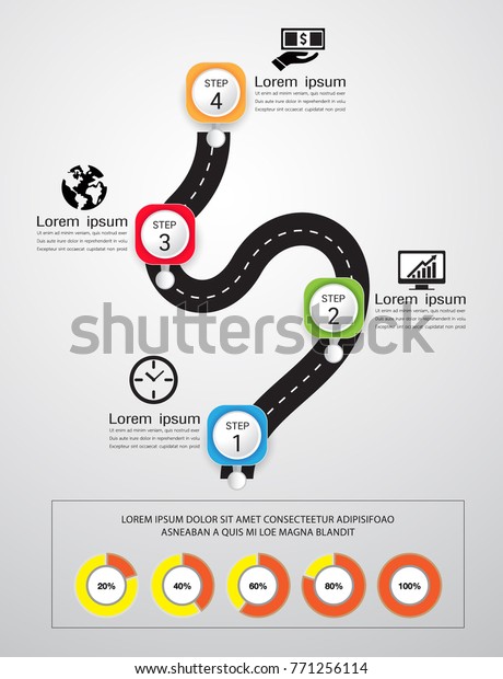 Business Timeline Organization Road Map Infographic Stock Vector ...