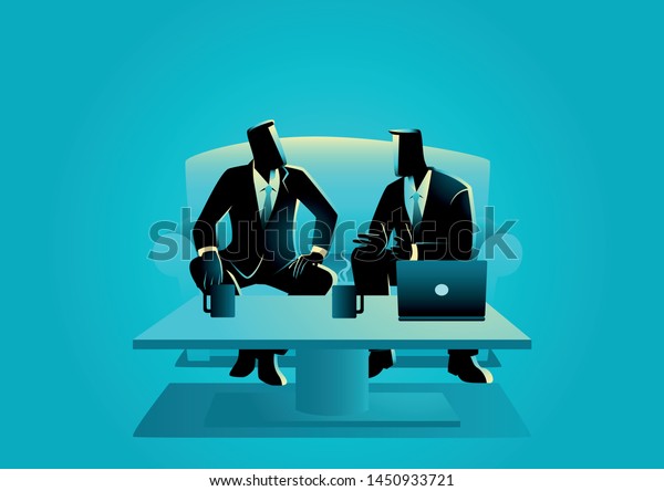 Business Vector Illustration Two Businessmen Having Stock Vector ...
