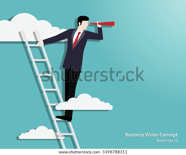 Business vision vector concept with business man standing on top of ...