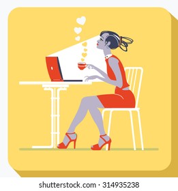Business Woman Using Computer Stock Vector (Royalty Free) 314935238 ...