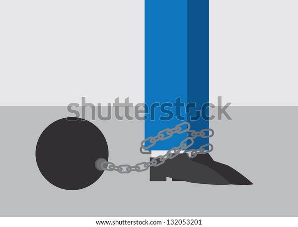 Business Worker Ball Chain Attached Foot Stock Vector (Royalty Free ...