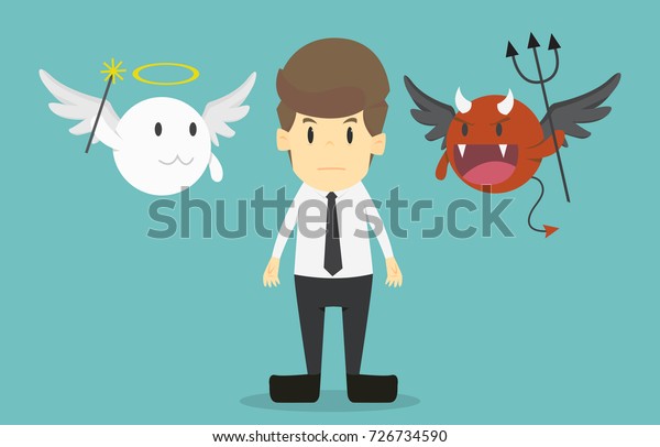 Businessman Angel Devil On His Shoulderscartoon Stock Vector (Royalty ...