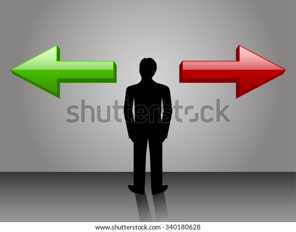 Businessman Arrows Left Right Contradiction Vector Stock Vector ...