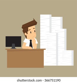 Businessman Bored Hard Work Vector Stock Vector (Royalty Free ...