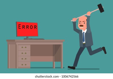 Businessman Breaks Computer Vector Illustration Flat Stock Vector ...