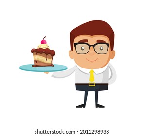 Businessman Cake Flat Vector Cartoon Illustration Stock Vector (Royalty ...