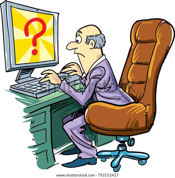 Businessman Character Computer Cartoon Style Vector: vector de stock ...