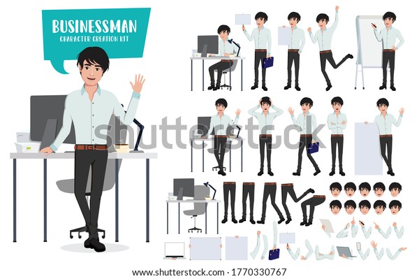 Businessman Character Creation Kit Vector Set Stock Vector (Royalty ...
