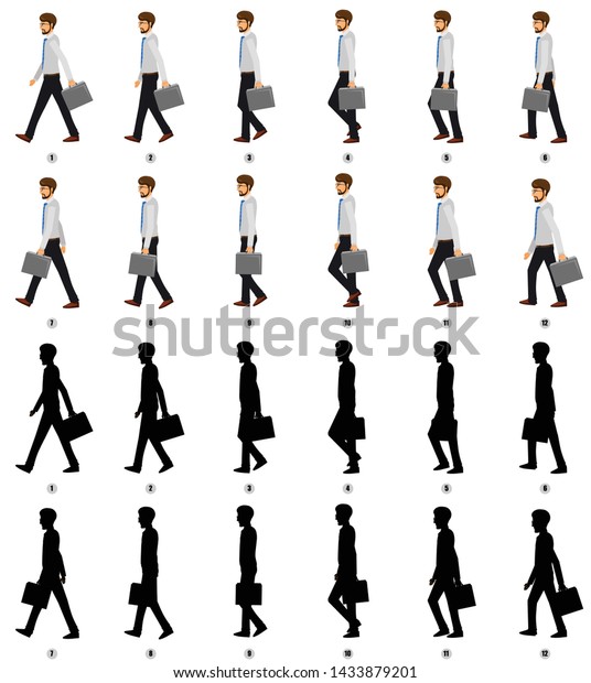 Businessman Character Model Sheet Walk Cycle Stock-vektor (royaltyfri ...