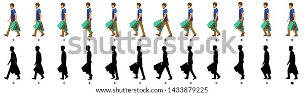 Businessman Character Model Sheet Walk Cycle Stock Vector (Royalty Free ...