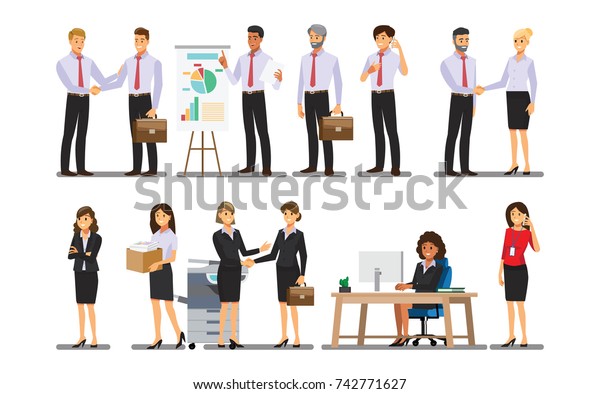 Businessman Character Office Set Vector Illustration Stock Vector ...